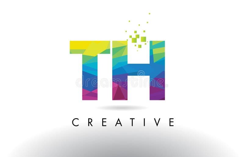 TH T H Colorful Letter Origami Triangles Design Vector. Stock Vector ...