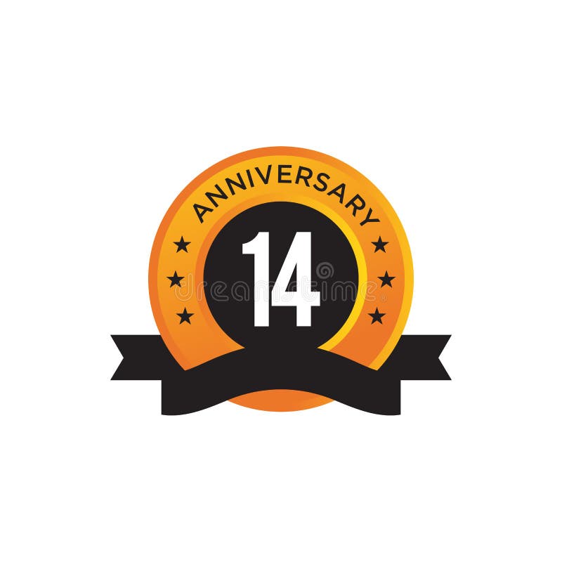 14th Year Anniversary Emblem Logo Design Template Stock Vector ...