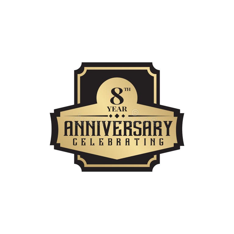 8th Year Anniversary Emblem Logo Design Vector Template Stock Vector ...