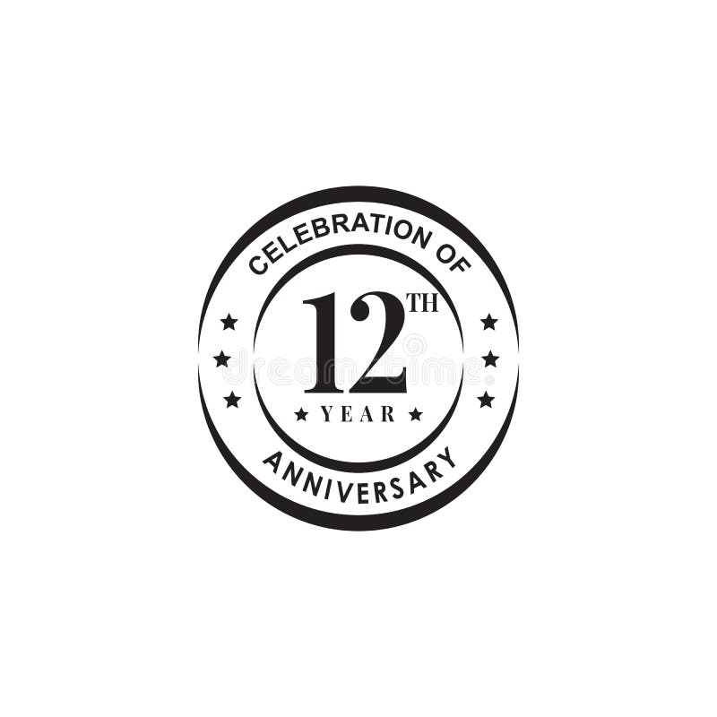 12th Year Anniversary Emblem Logo Design Vector Template Stock Vector ...