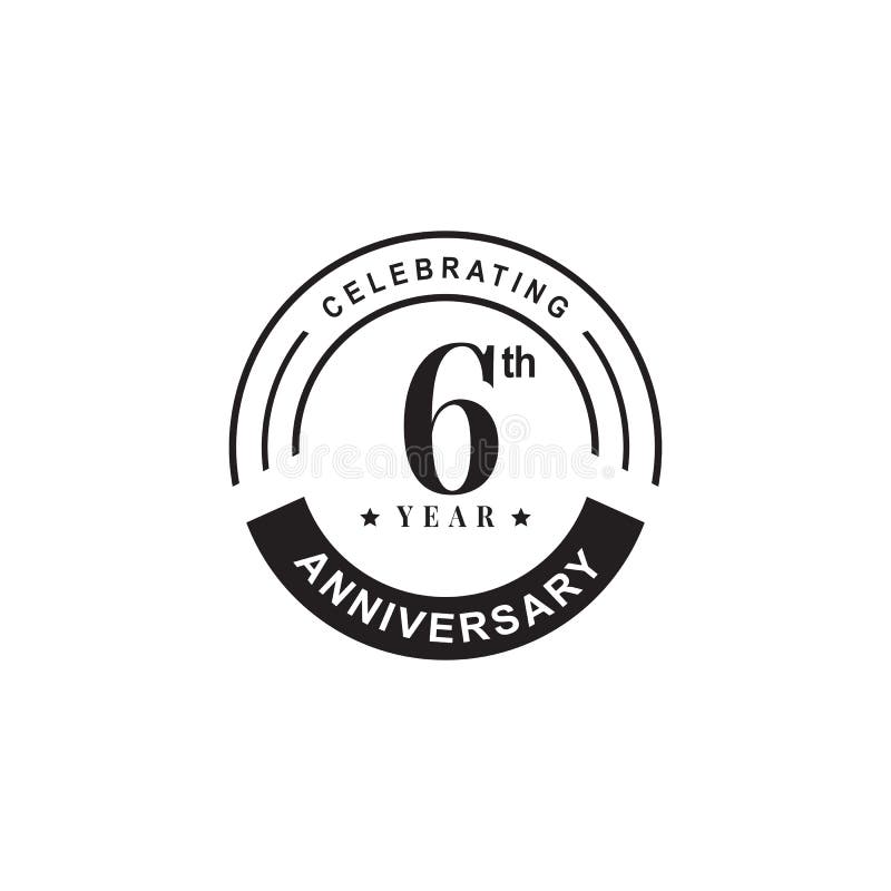6th Year Anniversary Emblem Logo Design Vector Template Stock Vector ...
