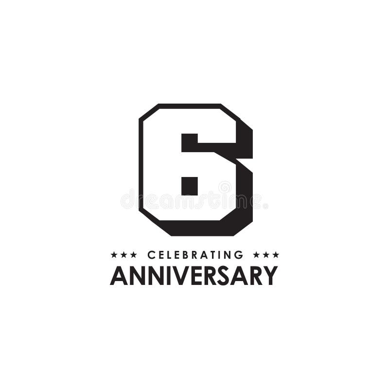 6th Year Anniversary Emblem Logo Design Vector Template Stock Vector ...