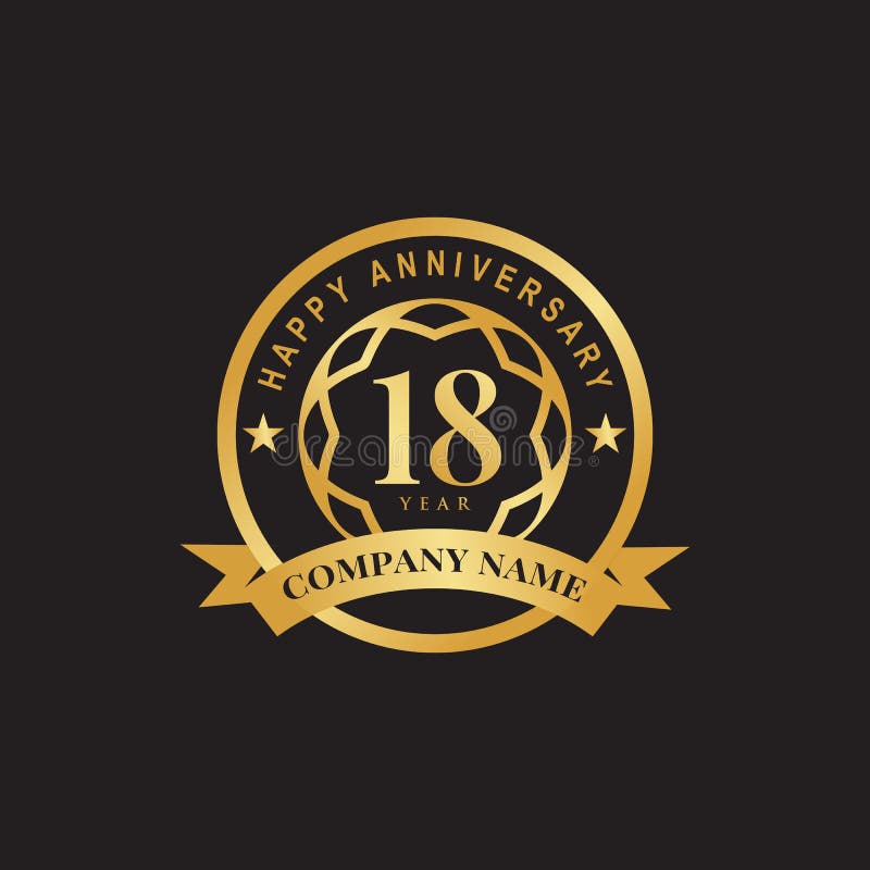 18th Year Anniversary Logo Design Template Stock Vector - Illustration ...
