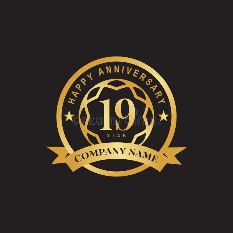 19th Year Anniversary Logo Design Vector Template Stock Vector ...