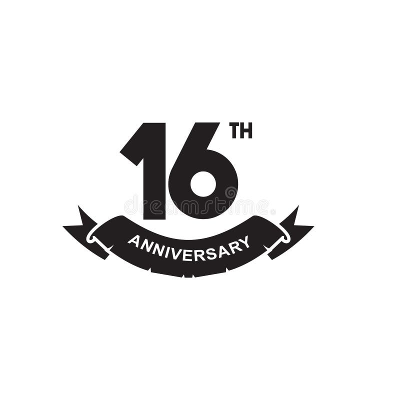 16th Year Celebrating Anniversary Emblem Logo Design Stock Vector ...