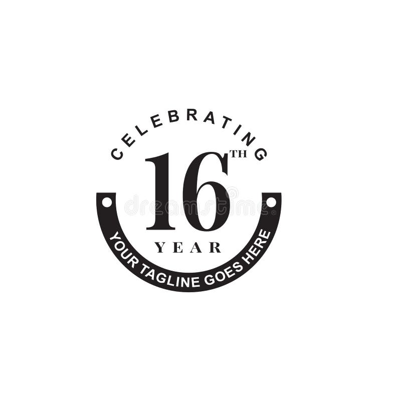 16th Year Celebrating Anniversary Emblem Logo Design Stock Vector ...