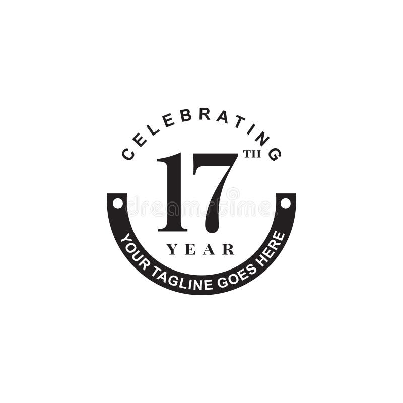 17th Year Celebrating Anniversary Emblem Logo Design Stock Illustration ...