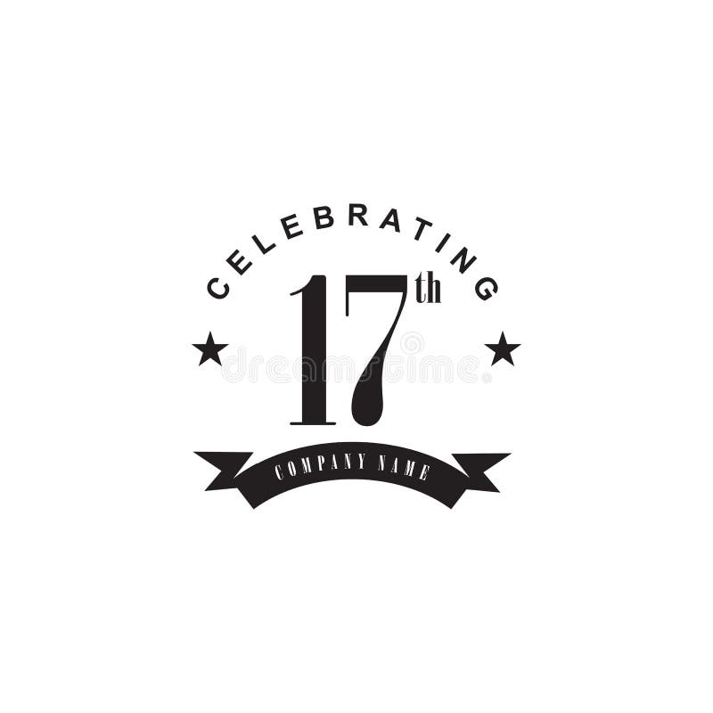 17th Year Celebrating Anniversary Emblem Logo Design Stock Illustration ...