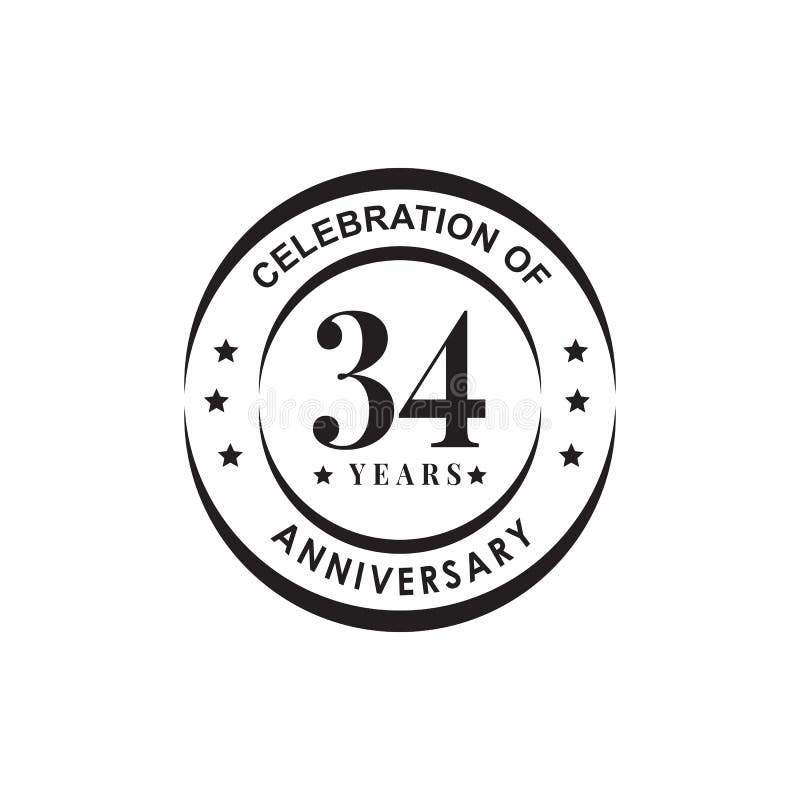 34th Year Celebrating Anniversary Logo Design Template Stock Vector ...