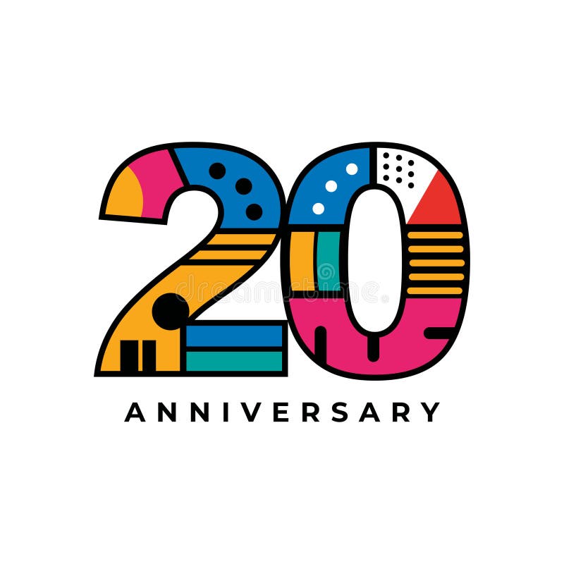 20th Year Celebrating Anniversary Logo Design Stock Vector ...