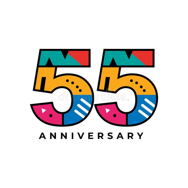 55th Year Celebrating Anniversary Logo Design Stock Vector ...
