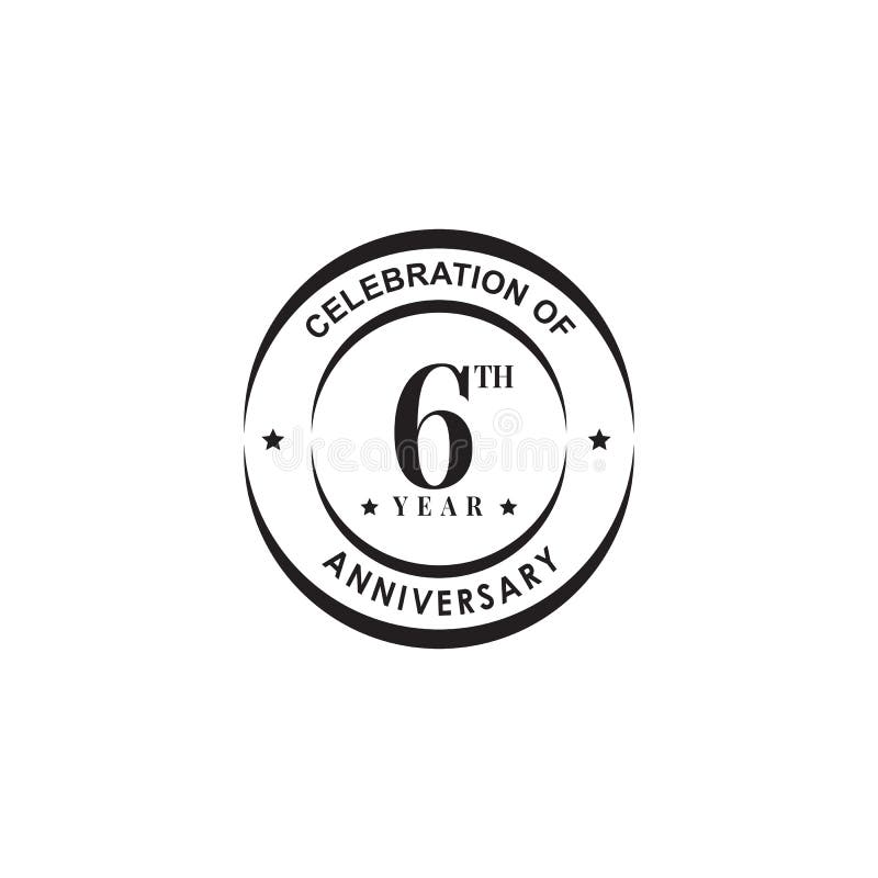 6th Year Anniversary Emblem Logo Design Vector Template Stock Vector ...