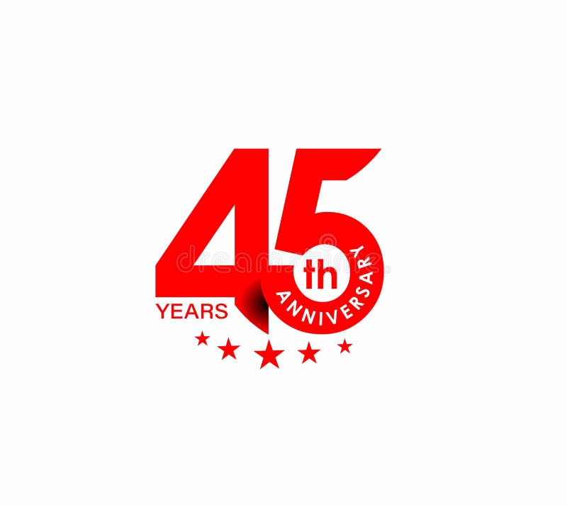 45th Years Celebration Anniversary Logo with Golden Ring and Red Ribbon ...