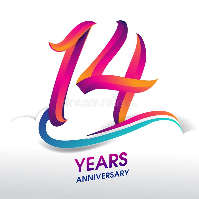 14th Years Anniversary Celebration Logo, Birthday Vector Design Stock ...