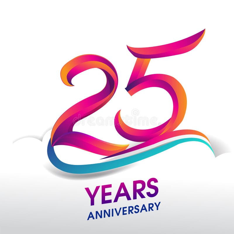25th Years Anniversary Logo, Blue Colored Vector Design on White ...