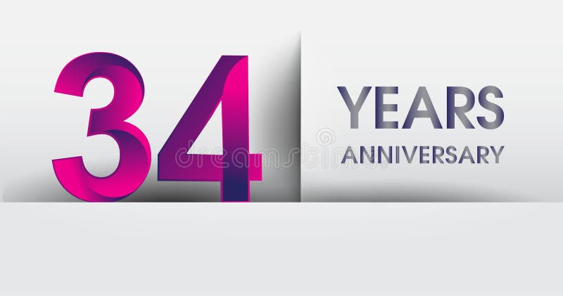 34th Years Anniversary Logo Birthday Celebration Abstract Design Vector ...