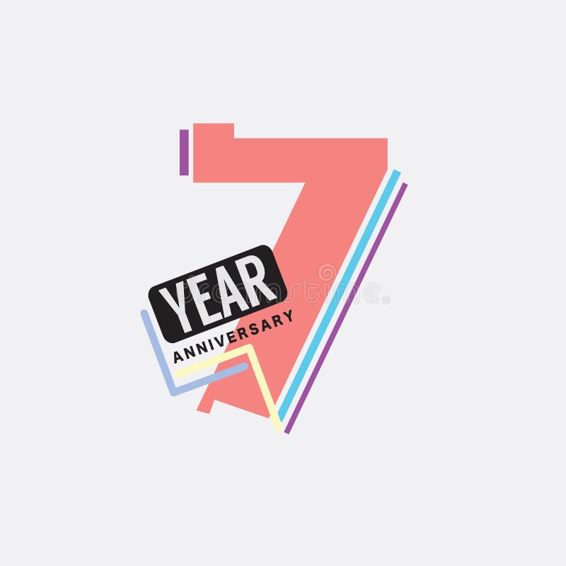 7th Years Anniversary Logo Birthday Celebration Abstract Design Vector ...