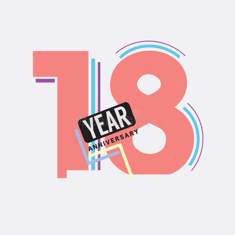 18th Years Anniversary Logo Birthday Celebration Abstract Design Vector ...