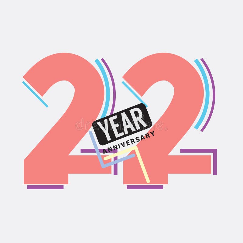 22th Years Anniversary Logo Template, Vector Design Birthday ...