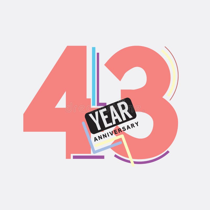 43th Years Anniversary Logo Birthday Celebration Abstract Design Vector ...