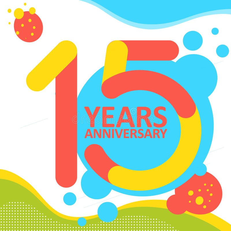 15th Years Anniversary Logo with Colorful Abstract Background Vector ...