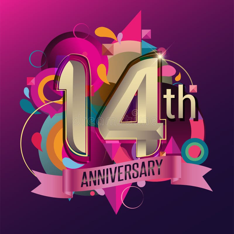 14th Years Anniversary Logo, Blue Colored Vector Design on White ...
