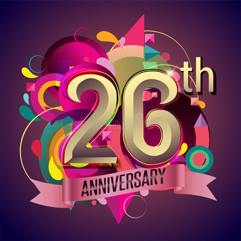 26th Anniversary Logo With Silver Ring, Balloons And Blue Ribbon ... 26th Anniversary Logo With Silver Ring, Balloons And Blue Ribbon ...