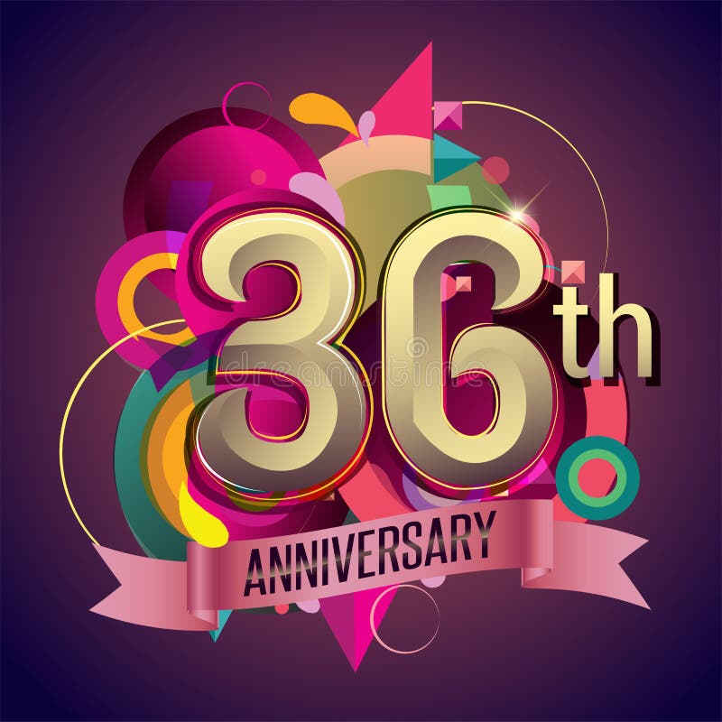 36th Years Anniversary Logo, Blue Colored Vector Design on White ...