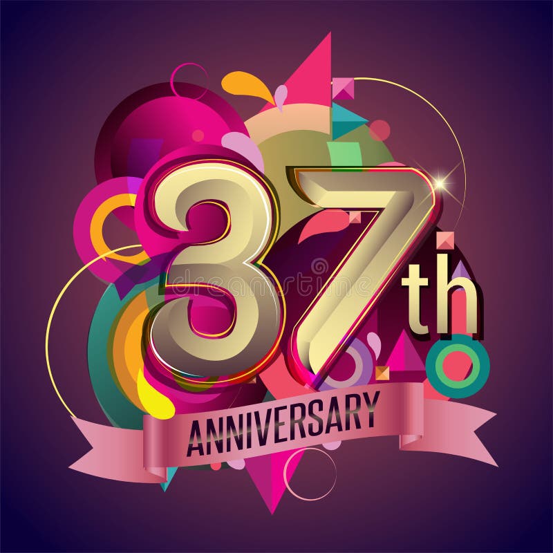 37th Years Anniversary Numbers Logo Stock Vector - Illustration of ...