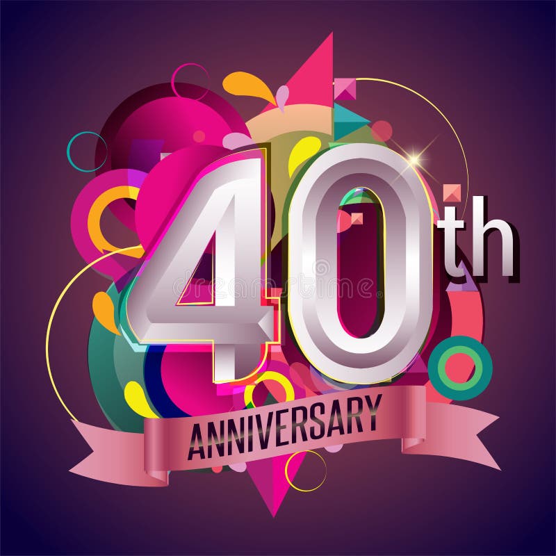 40th Years Golden Anniversary Logo with Glowing Golden Colors Isolated ...