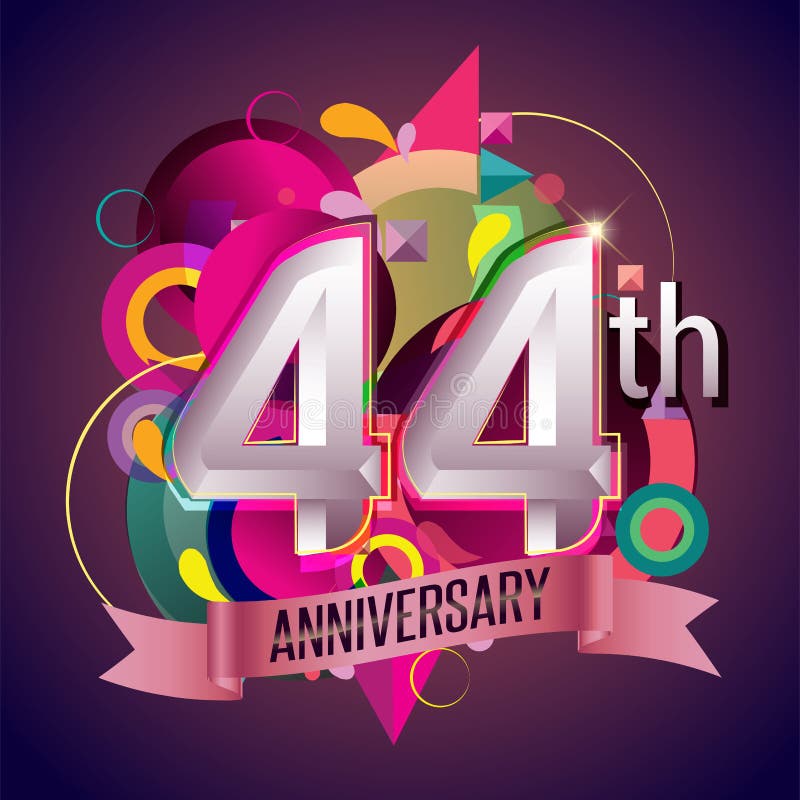 44th Years Golden Anniversary Logo with Glowing Golden Colors Isolated ...