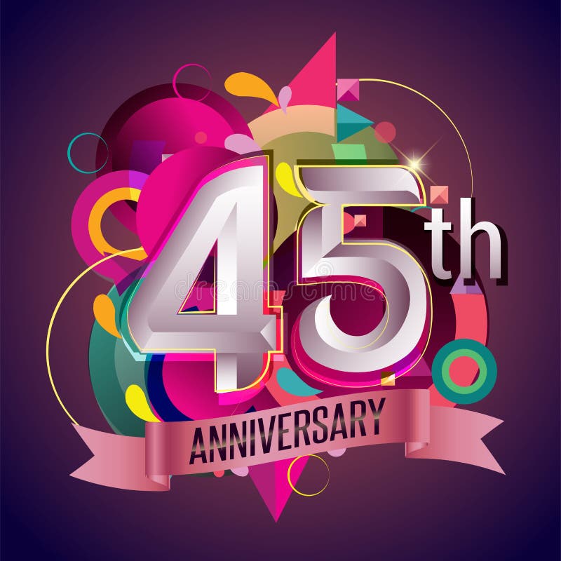 45th Years Anniversary Logo with Colorful Abstract Background, Vector ...