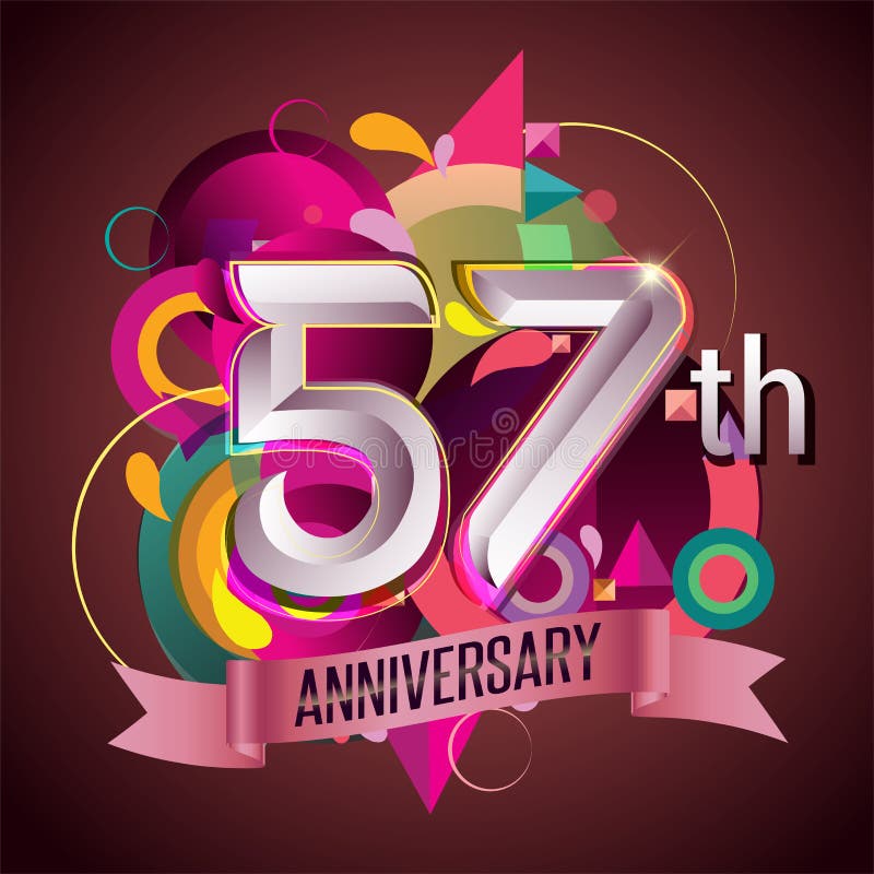 57th Years Anniversary Logo Template, Vector Design Birthday ...
