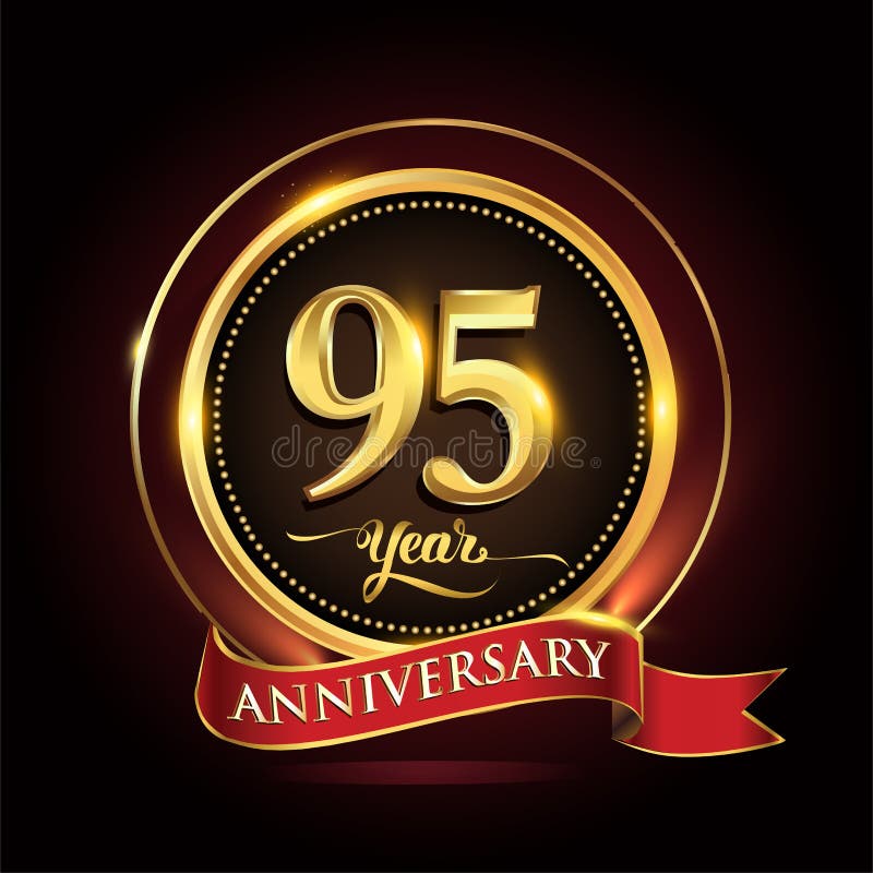 Celebrating 95th Anniversary Logo, with Confetti and Balloons, Red ...