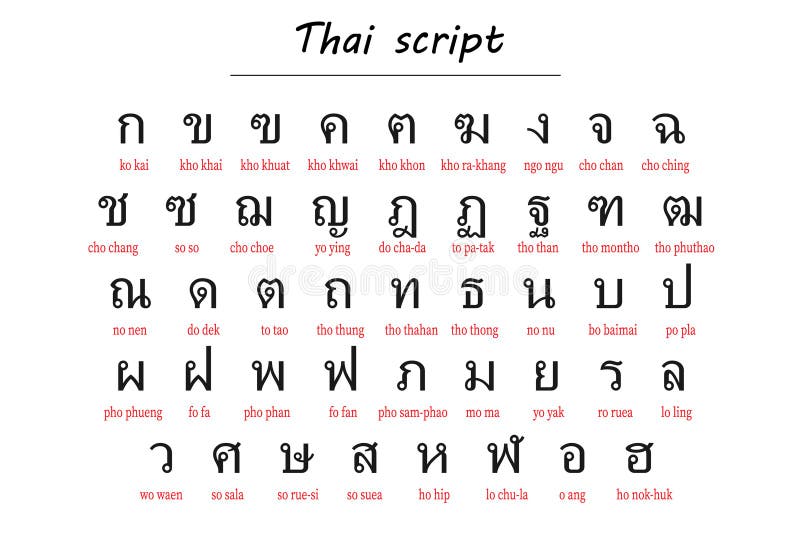 Thai Alphabet Chart with Romanized Transliteration for Learning Stock ...