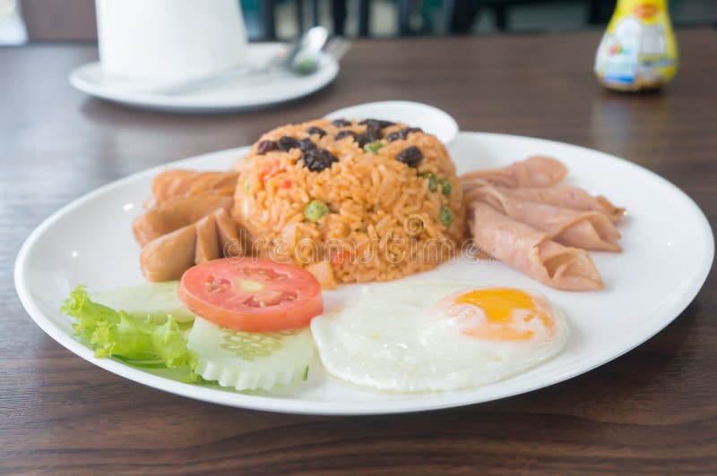 Thai American Fire Rice on Table Stock Image - Image of traditional ...