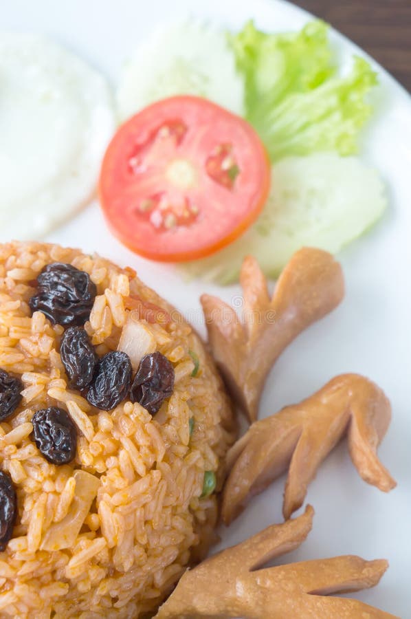 Thai American Fire Rice on Table Stock Image - Image of rice, meal ...