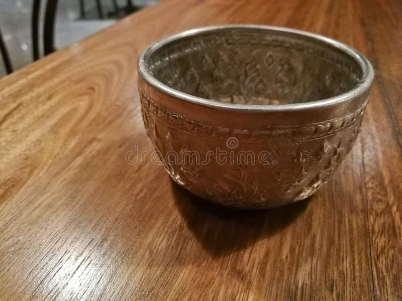 Thai Antique Ancient Aluminium Cold Water Silver Drinking Cup Stock ...