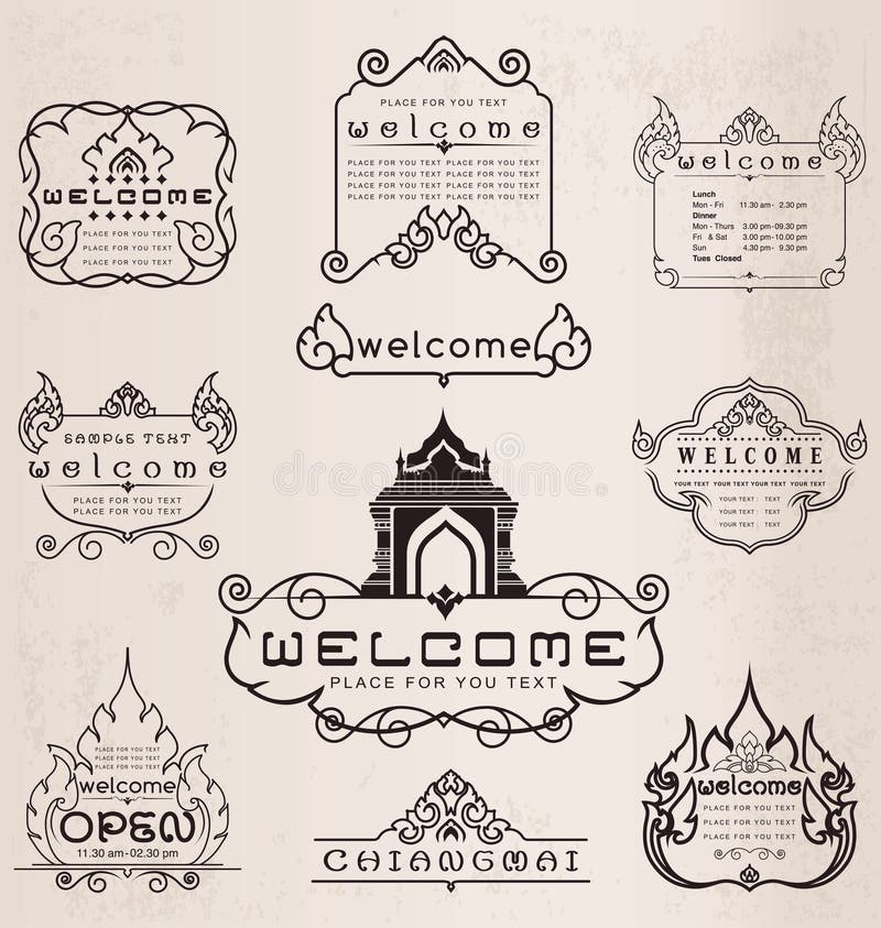 Thai Art Flat Icons Vector Collection Stock Vector - Illustration of ...