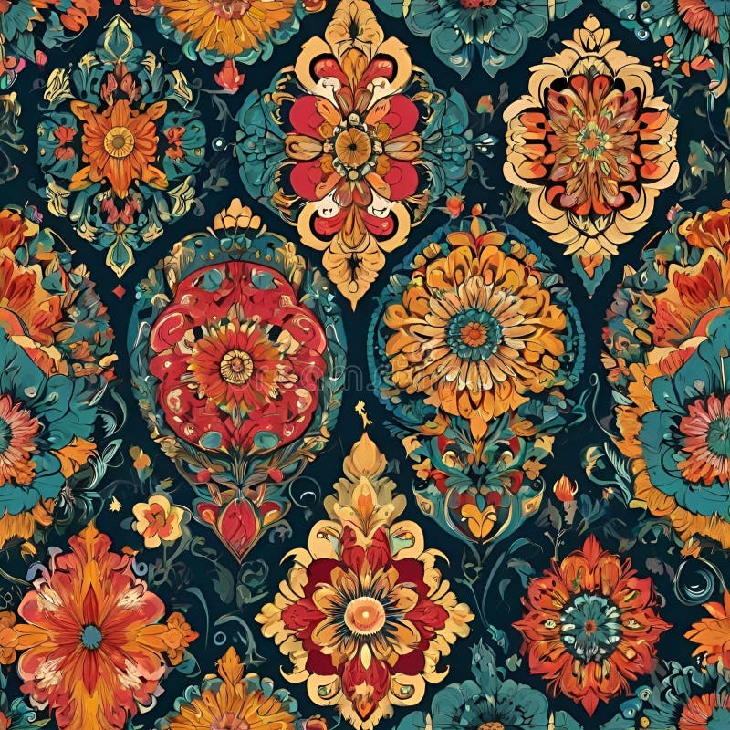 Thai Art Pattern Design of Different Floral Structure Background Stock ...