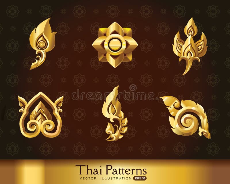 Thai Art Pattern Vector Set Stock Vector - Illustration of beauty ...
