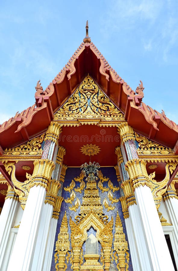 Thai Art on the Temple Gable Stock Image - Image of concrete, buddhism ...