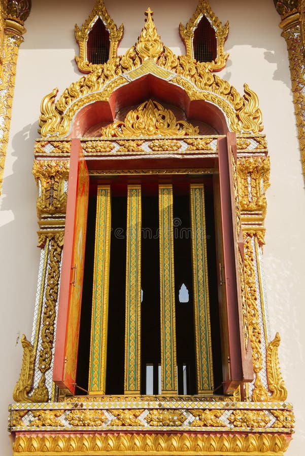 Thai art windows in temple stock image. Image of roof - 48244425