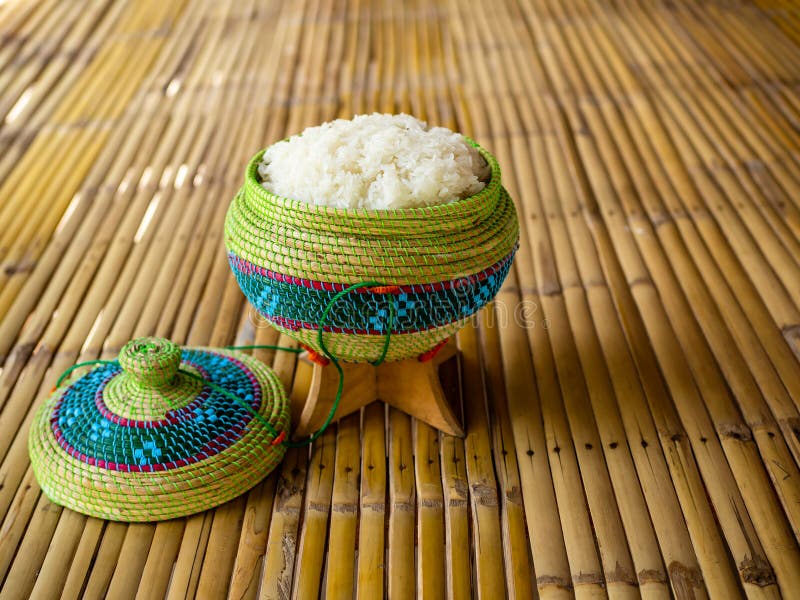 Rice Box Made â€‹â€‹of Bamboo Stock Photo - Image of cultural, wooden ...