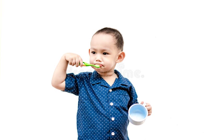 Thai Baby Boy Brushing Teeth. in Baby Hand Holding Cup Stock Image ...