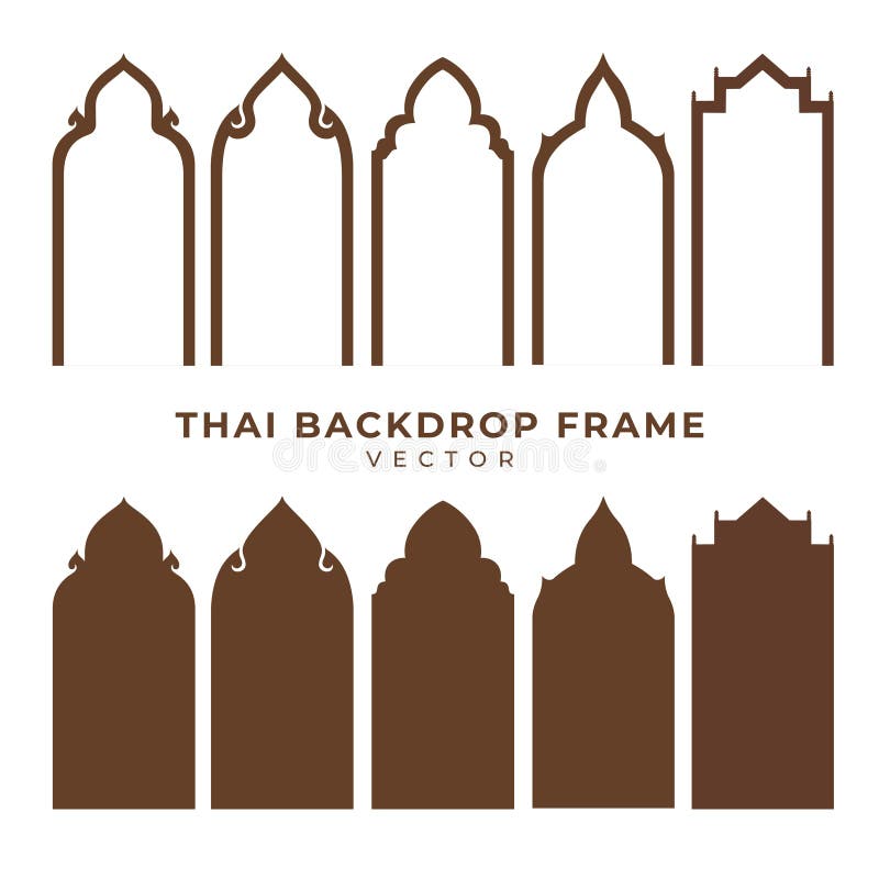 Thai Backdrop Frame Vector Five Styles on White Background Stock ...