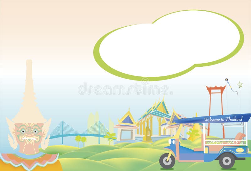 Flat line Bangkok banner stock vector. Illustration of cityscape - 67653046