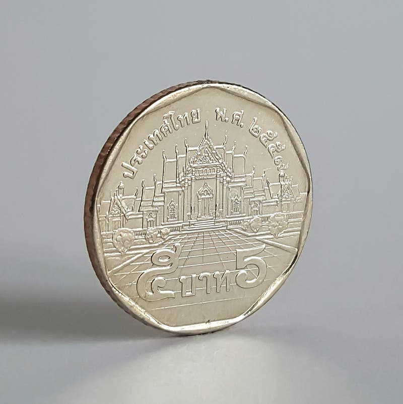 5 Thai Baht coin stock photo. Image of temple, thailand - 88609136