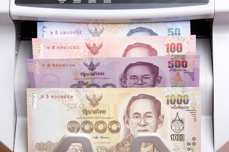 Thai Baht in a Counting Machine Stock Photo - Image of economy, count ...