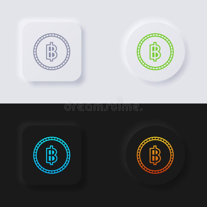 Thai Baht Currency Symbol Coin Button Icon Set, Multicolor Neumorphism ...